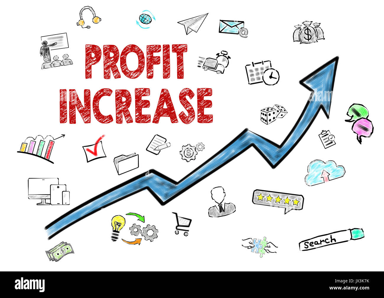 Profit Increase, Business Concept. Icons on white background Stock ...