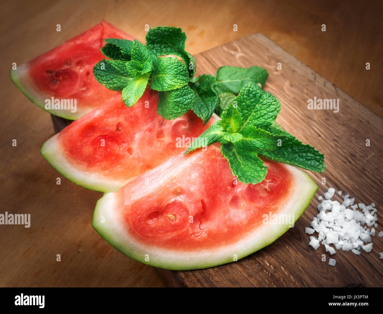 watermelon drink watermelon pieces in a rustic wooden background Stock ...