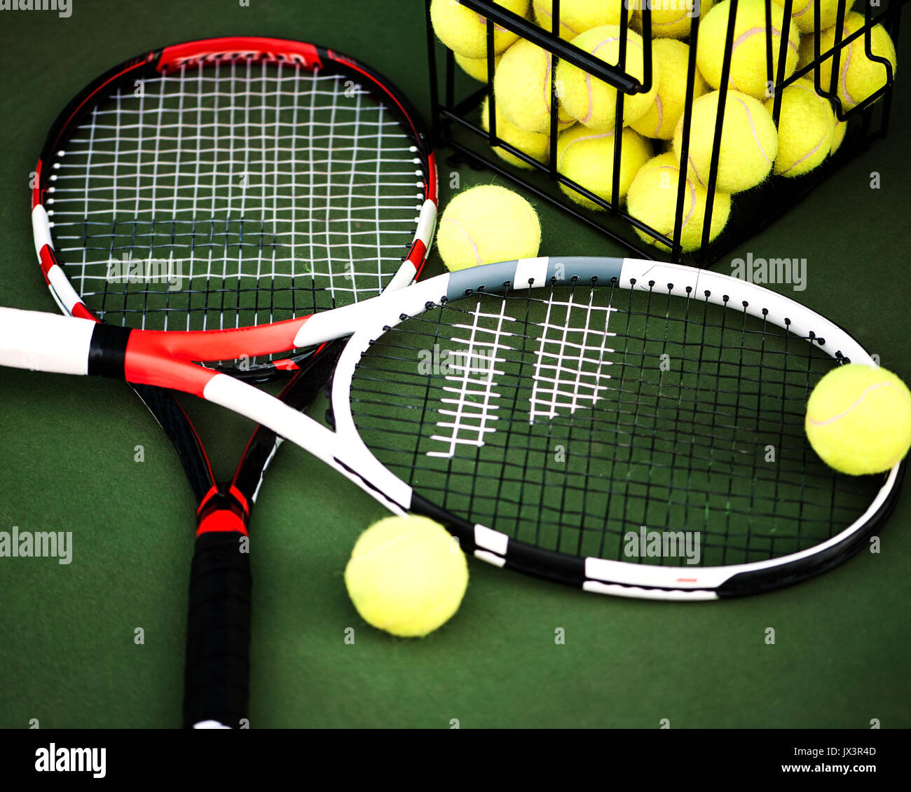 Close up of tennis ball on racket in court hi-res stock photography and ...