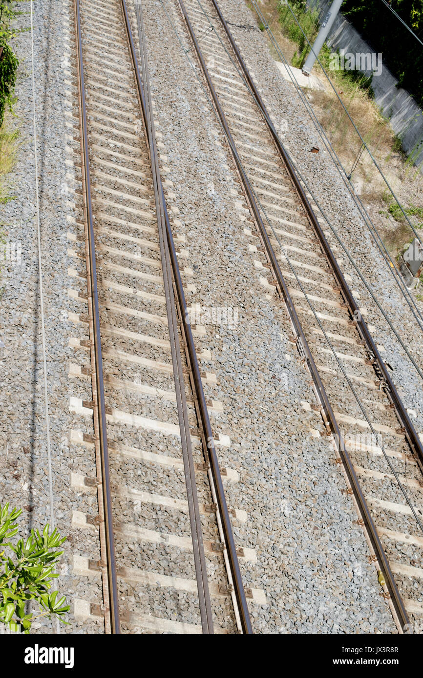 railway line photographed from above Stock Photo - Alamy