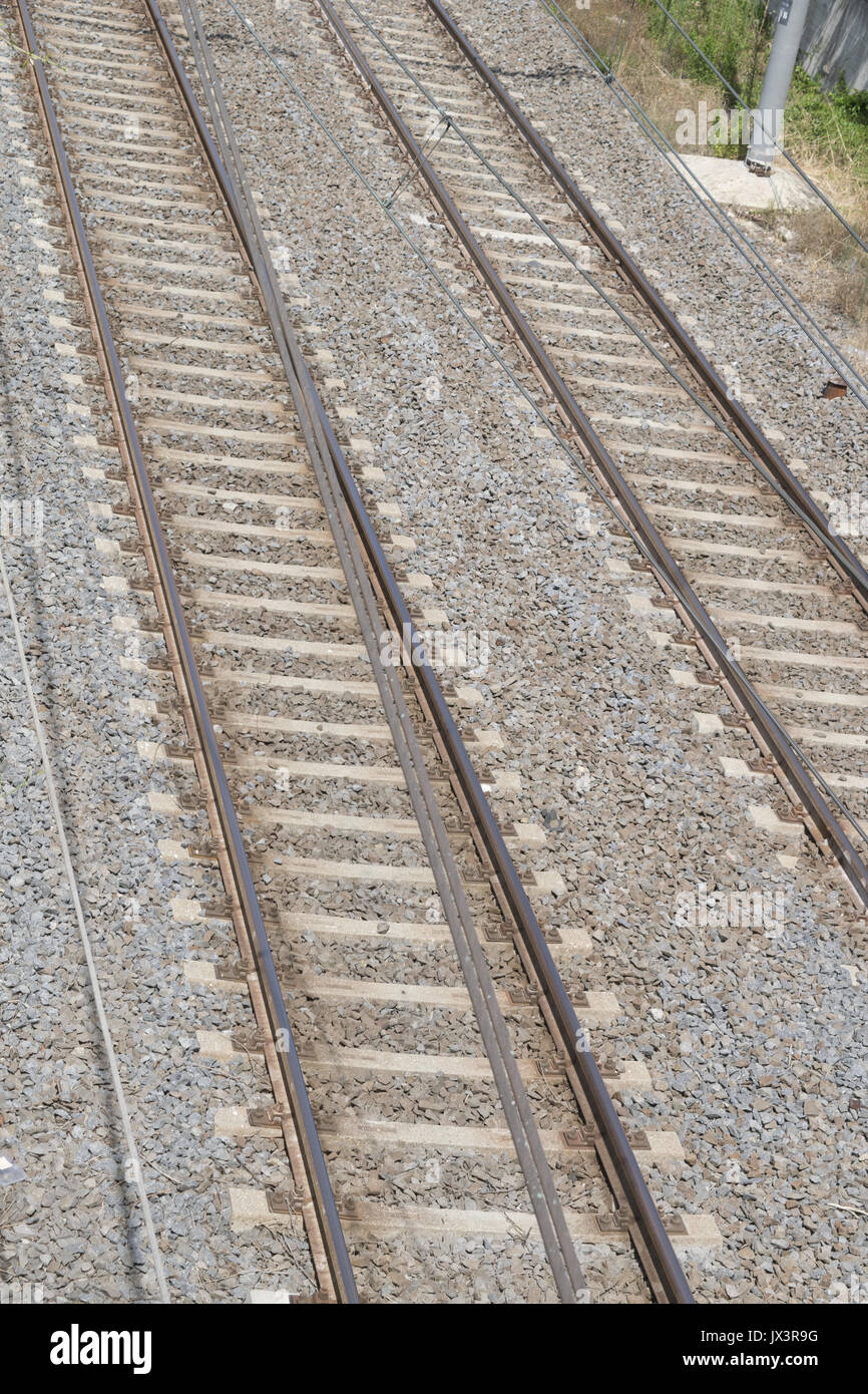 railway line photographed from above Stock Photo - Alamy