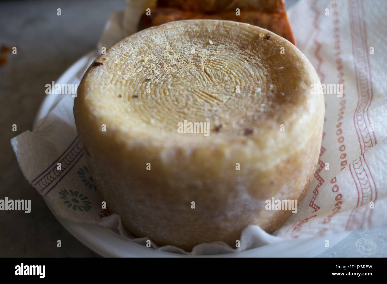 round of sardinian pecorino cheese or fiore sardo Stock Photo - Alamy