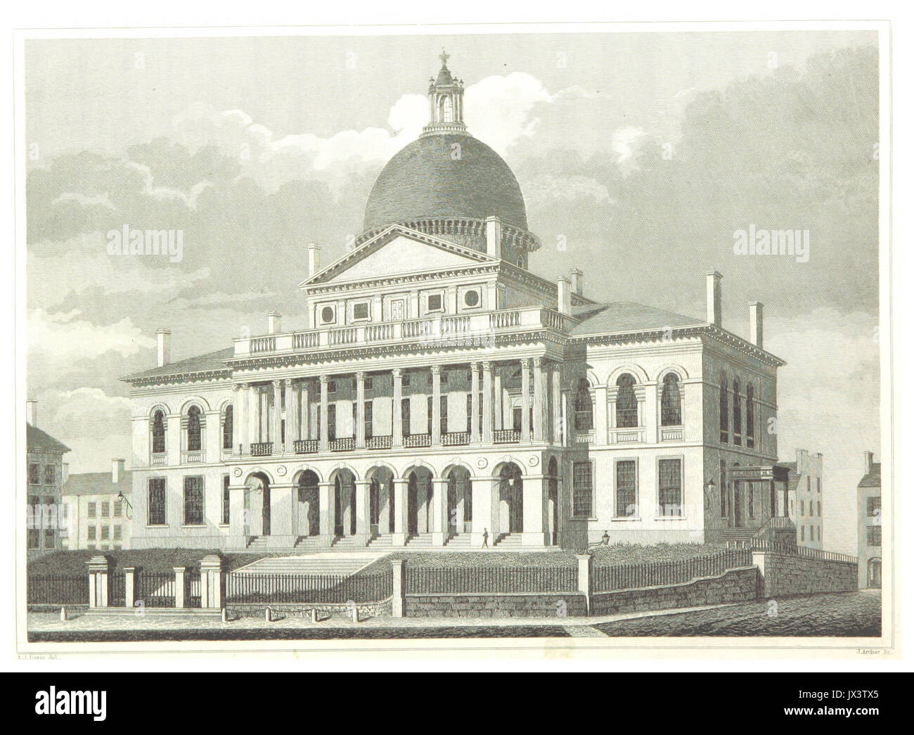 Old state house boston illustration Cut Out Stock Images & Pictures - Alamy
