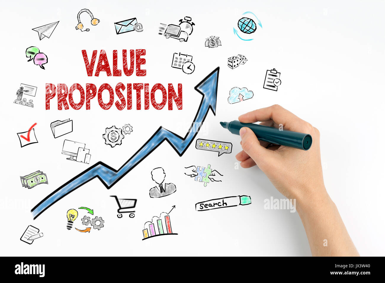 Value Proposition Concept. Hand with marker writing Stock Photo - Alamy