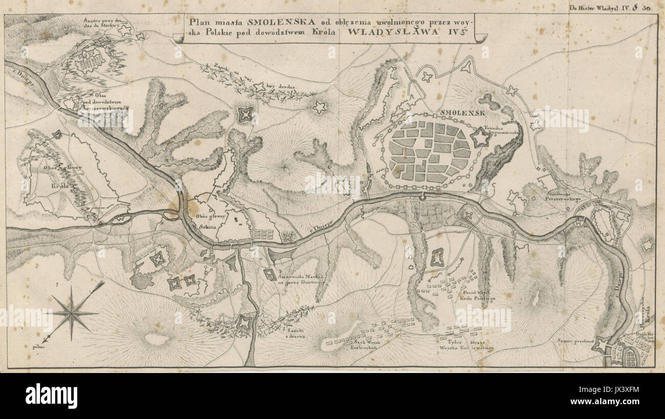 KWIATKOWSKI(1823) p099 Map of the Battle of Smolensk (1634 Stock Photo ...