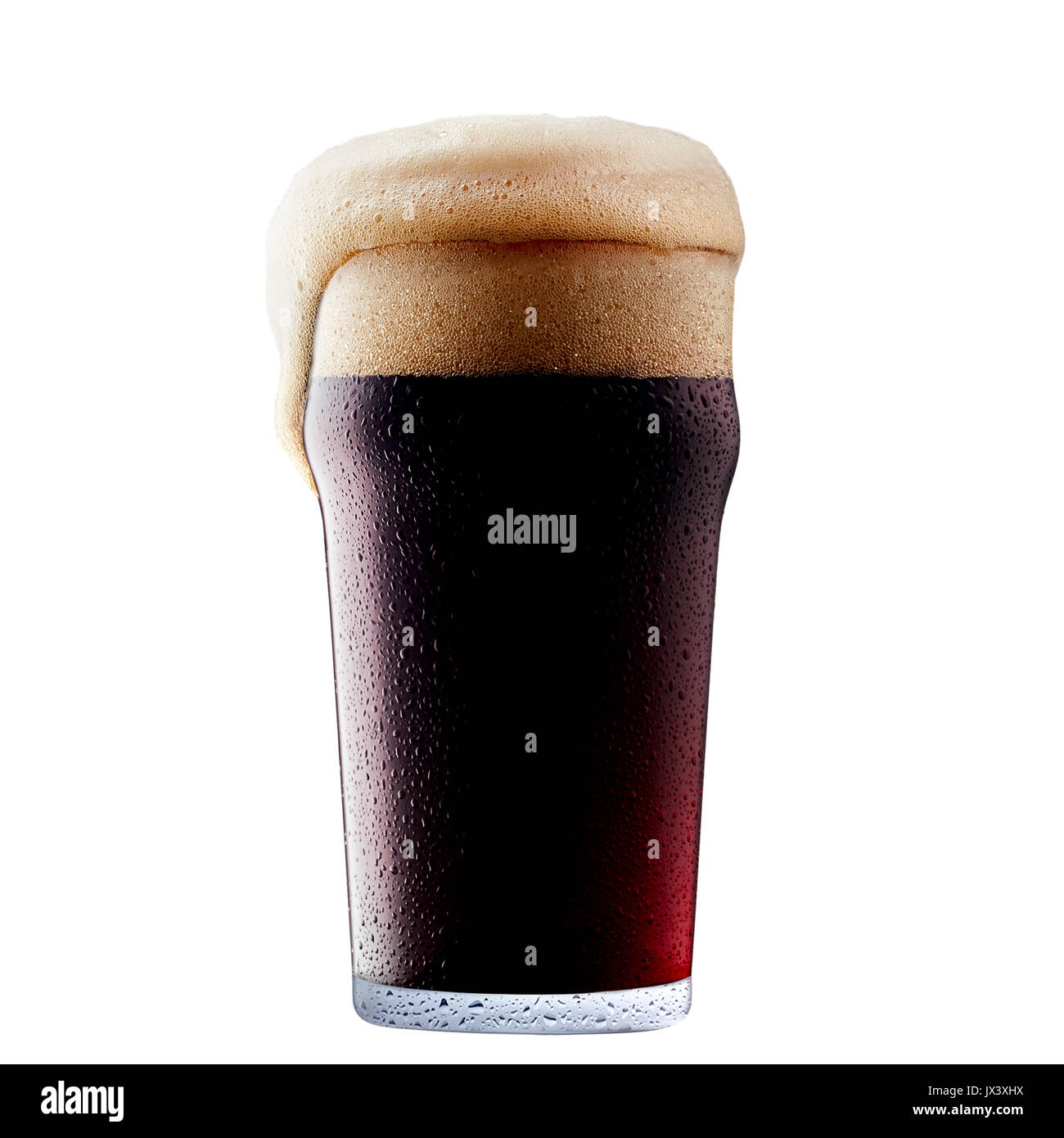 Mug of frosty dark beer with foam Stock Photo - Alamy