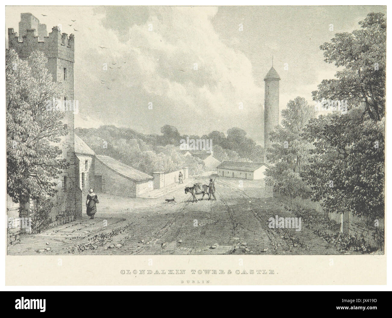 NEWENHAM(1830) p117 DUBLIN CLONDALKIN CASTLE & TOWER Stock Photo - Alamy