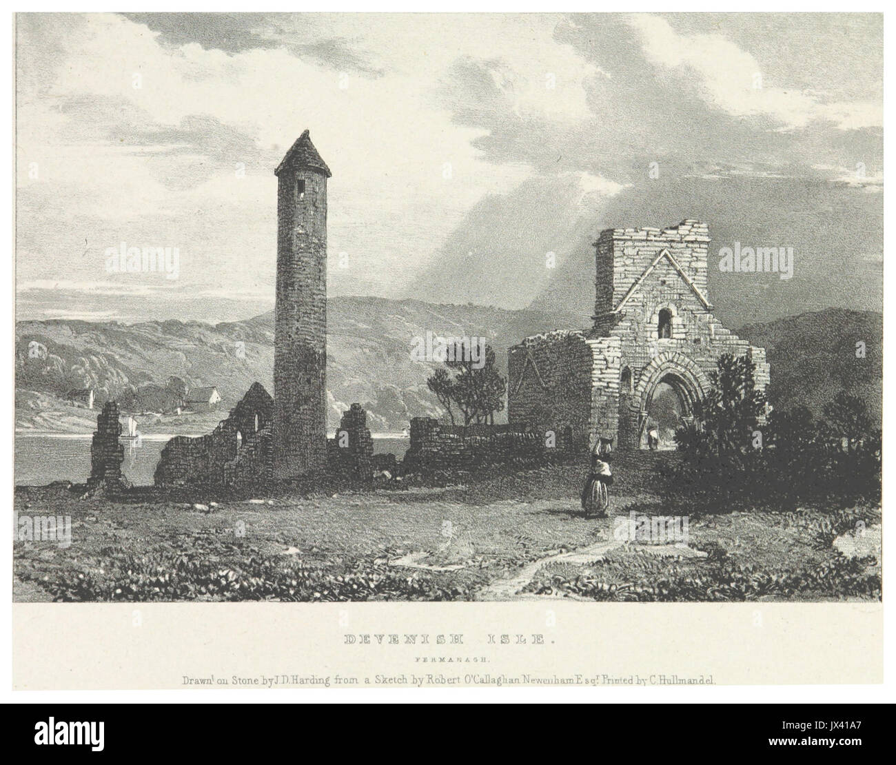 NEWENHAM(1830) p135 FERMANAGH DEVENISH ISLE Stock Photo - Alamy
