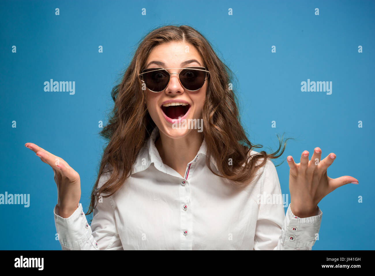 The young woman's portrait with happy emotions Stock Photo - Alamy