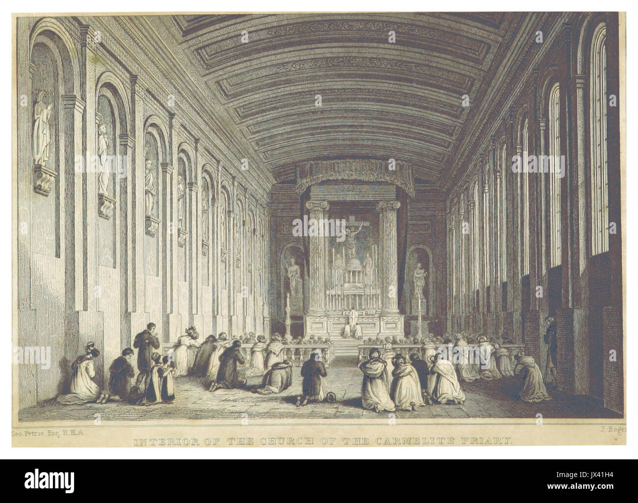 DUBLIN(1837) p059 INTERIOR OF THE CHURCH OF THE CARMELITE FRIARY Stock ...