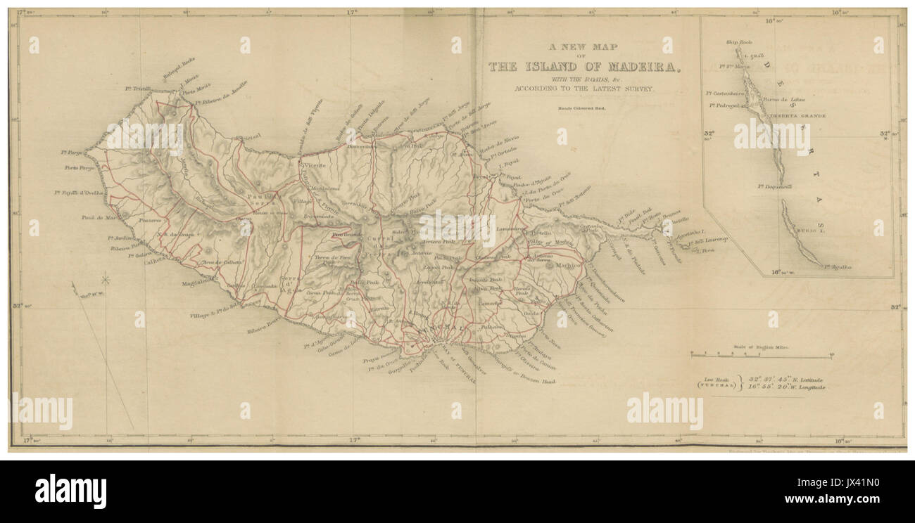 WHITE(1851) p016 A new map of the ISLAND OF MADEIRA Stock Photo - Alamy