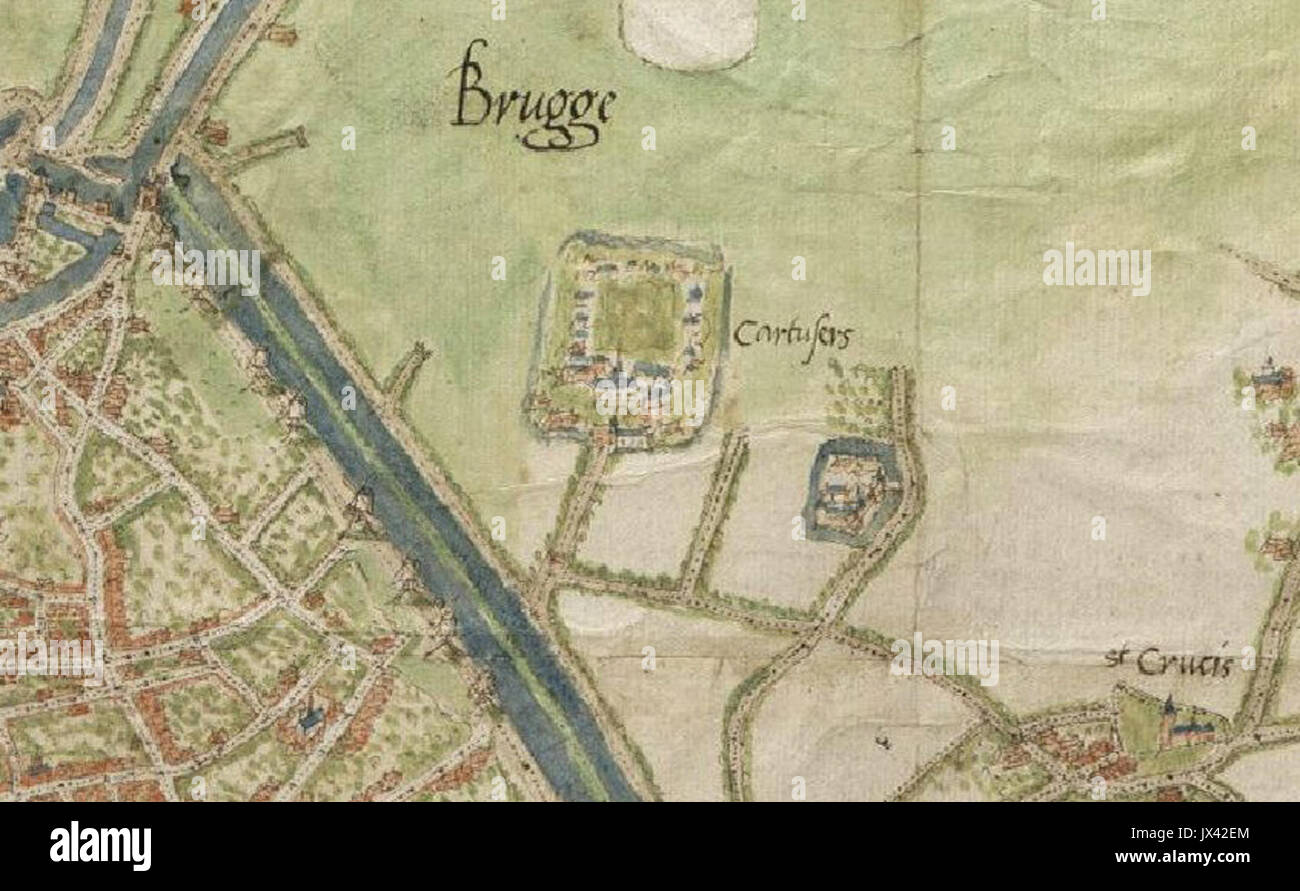1558 Map of Bruges by Jacob van Deventer (detail Stock Photo - Alamy