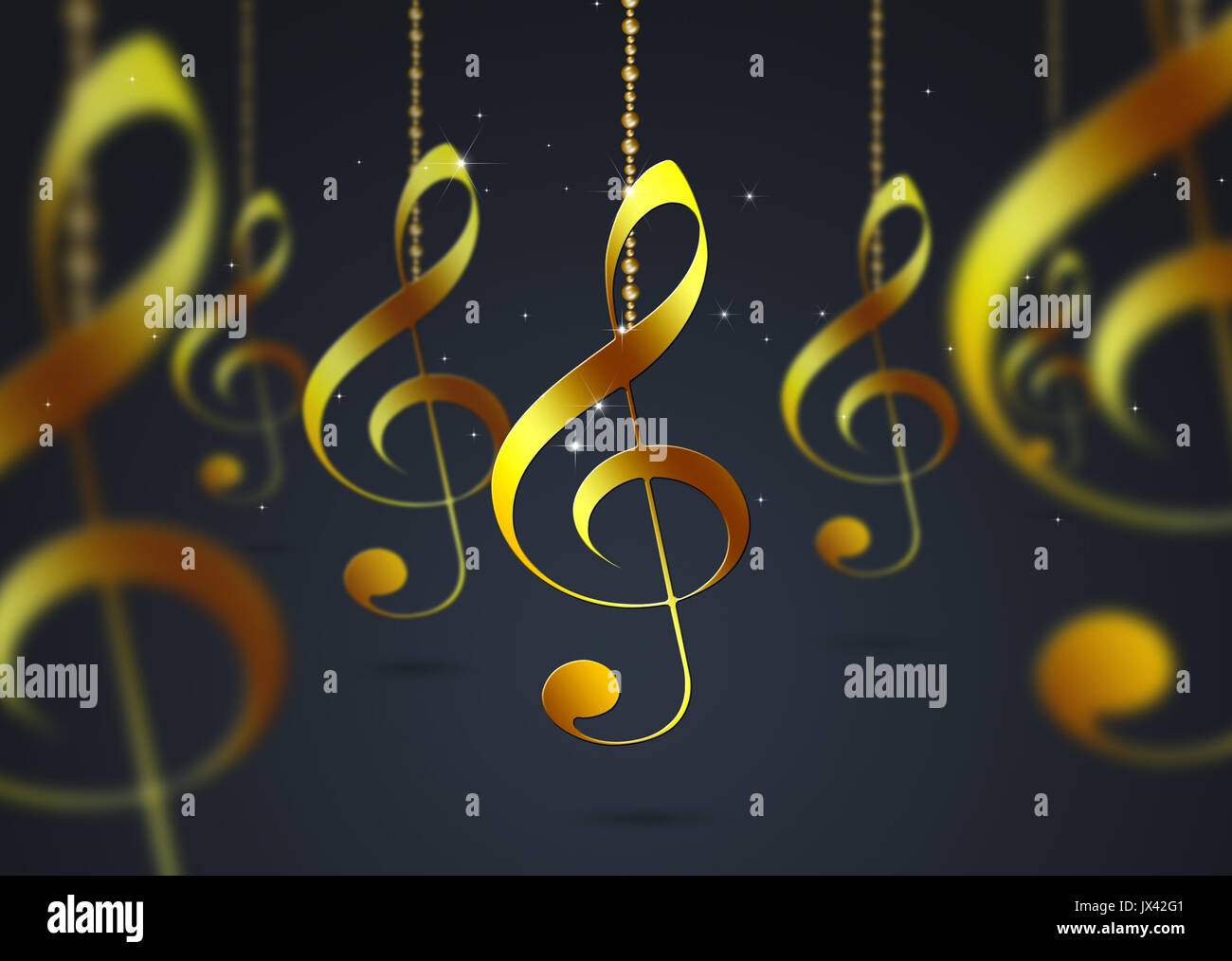 abstract dark background with golden music notes Stock Photo - Alamy