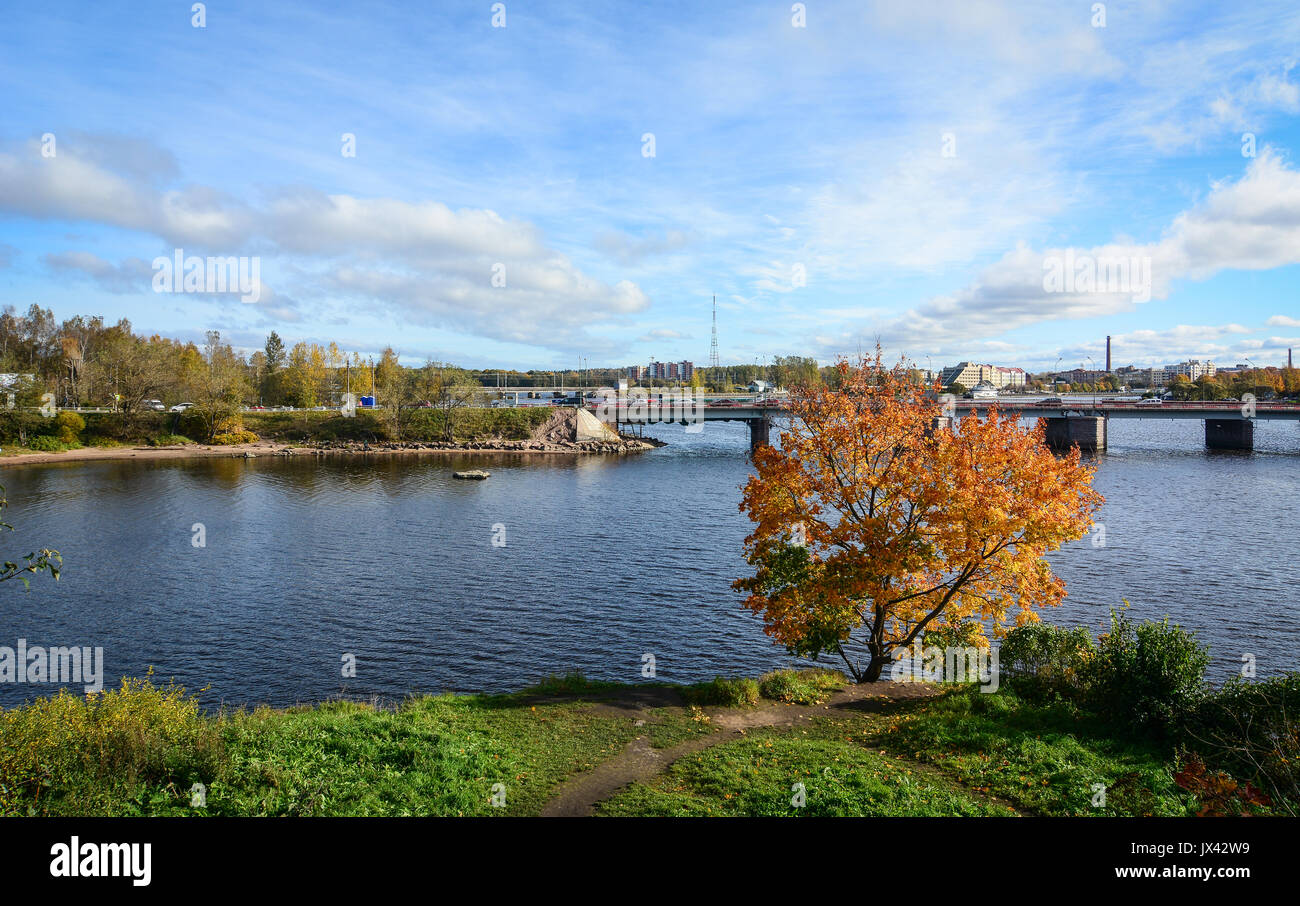 Autumn scenery in Vyborg, Russia. An important port and rail junction ...