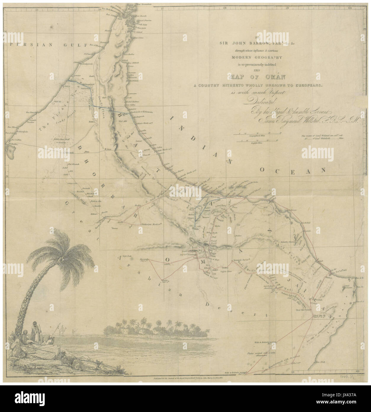 WELLSTED(1838) p1 027 MAP OF OMAN Stock Photo - Alamy