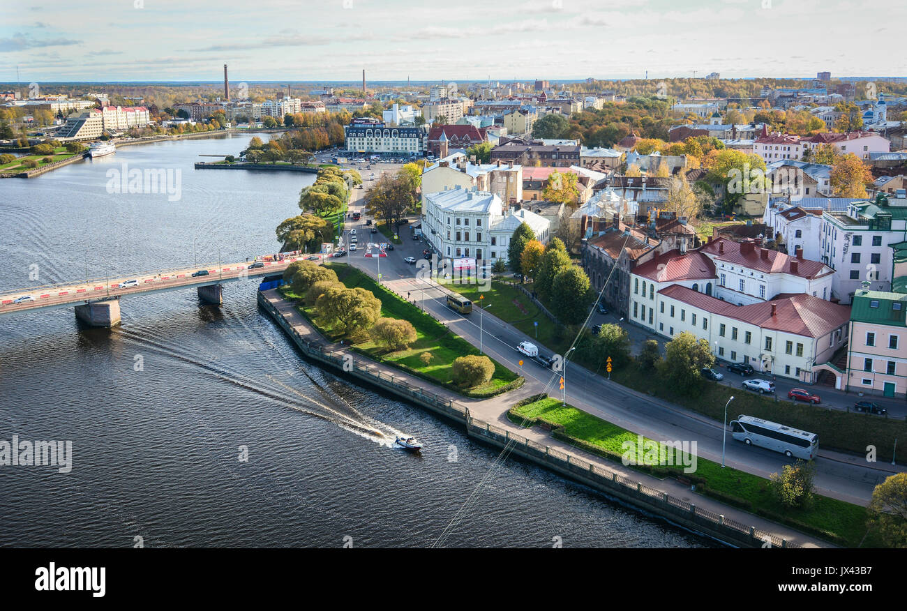 Vyborg, Russia - Oct 6, 2016. Buildings with canal in Vyborg, Russia ...