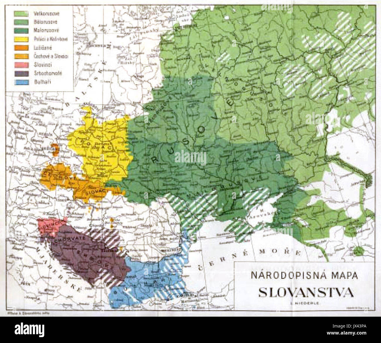 Ethnographic map of Slavs, Lubor Niederle Stock Photo - Alamy