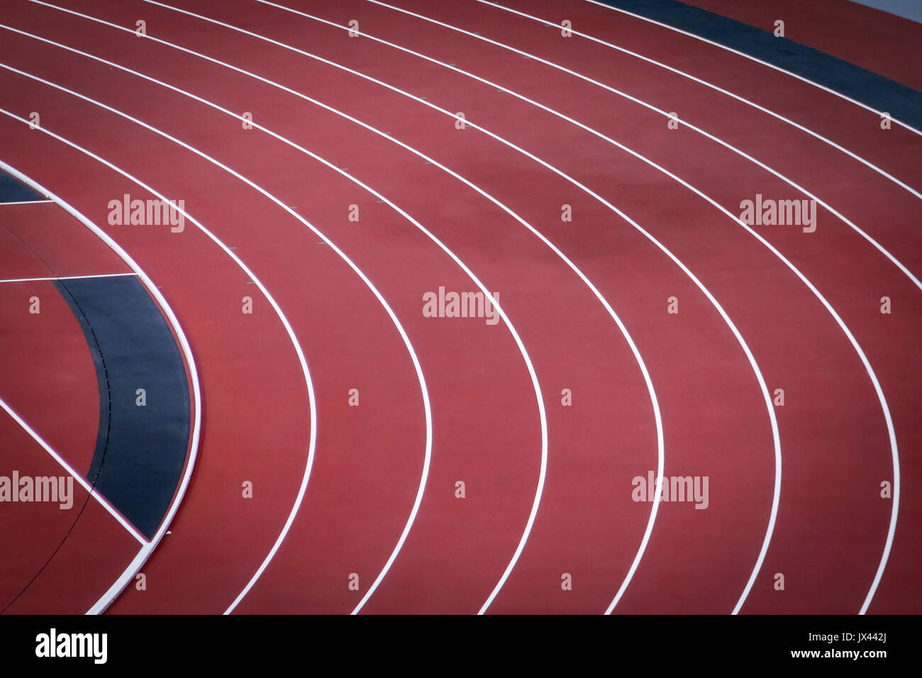 Bend on track at major athletics venue Stock Photo - Alamy