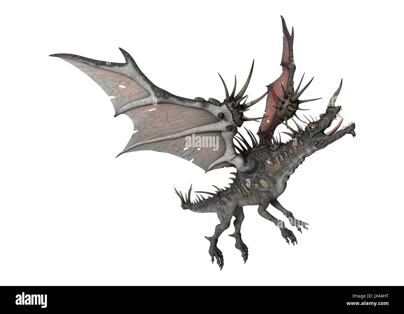 3D rendering of a fantasy spiky dragon isolated on white background ...