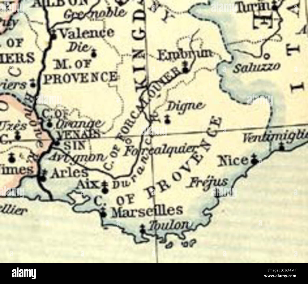 Map Provence 1184 Stock Photo - Alamy