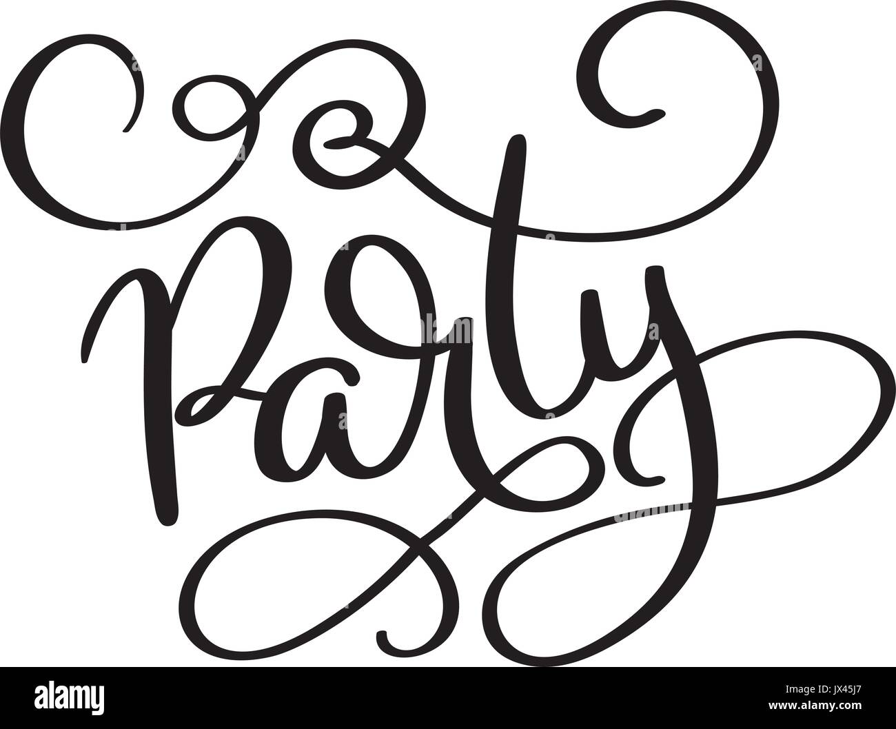 Party word on white background. Hand drawn Calligraphy lettering Vector ...