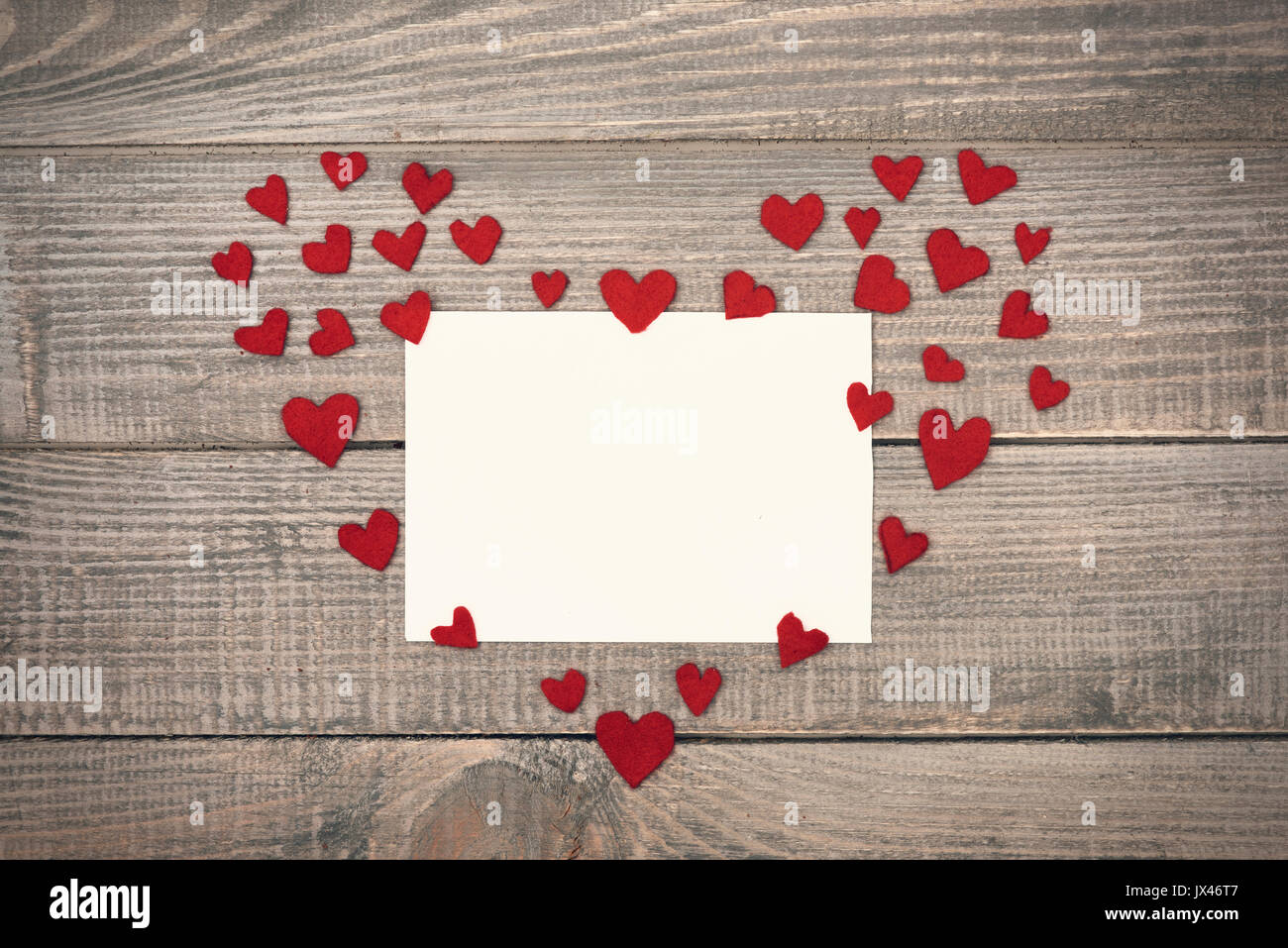 White empty Valentine's card with heart on the wood Stock Photo - Alamy