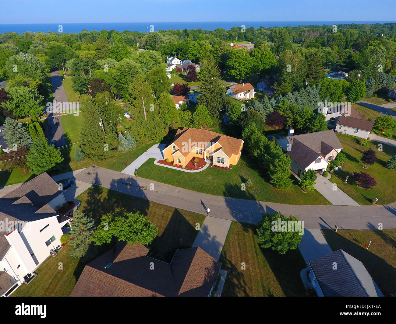 Aerial view of a residential middle class home Stock Photo - Alamy