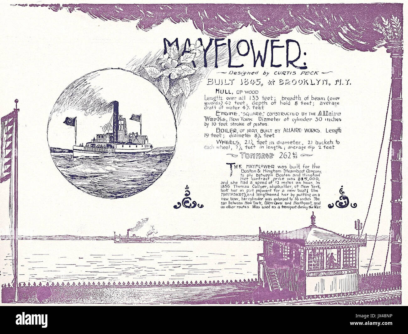 Mayflower line drawing hi-res stock photography and images - Alamy