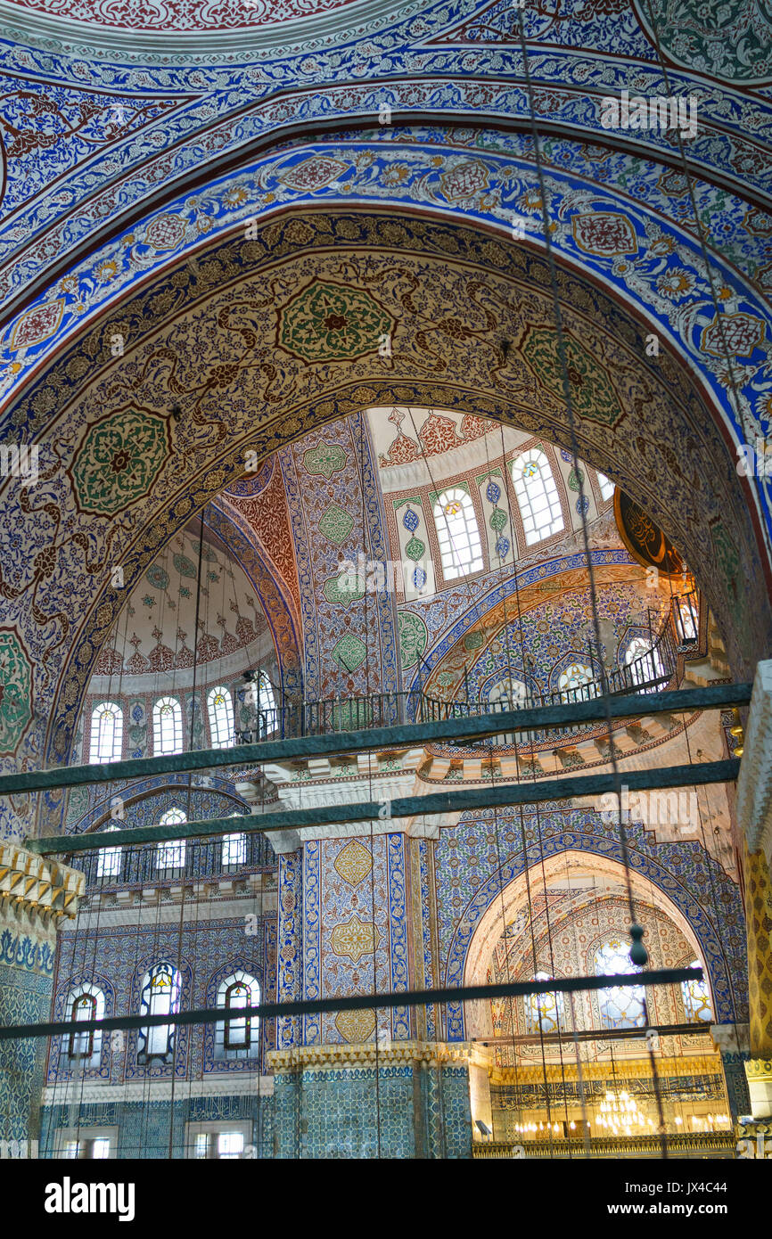 interior of the new mosque in the old city of Istanbul, Turkey Stock ...