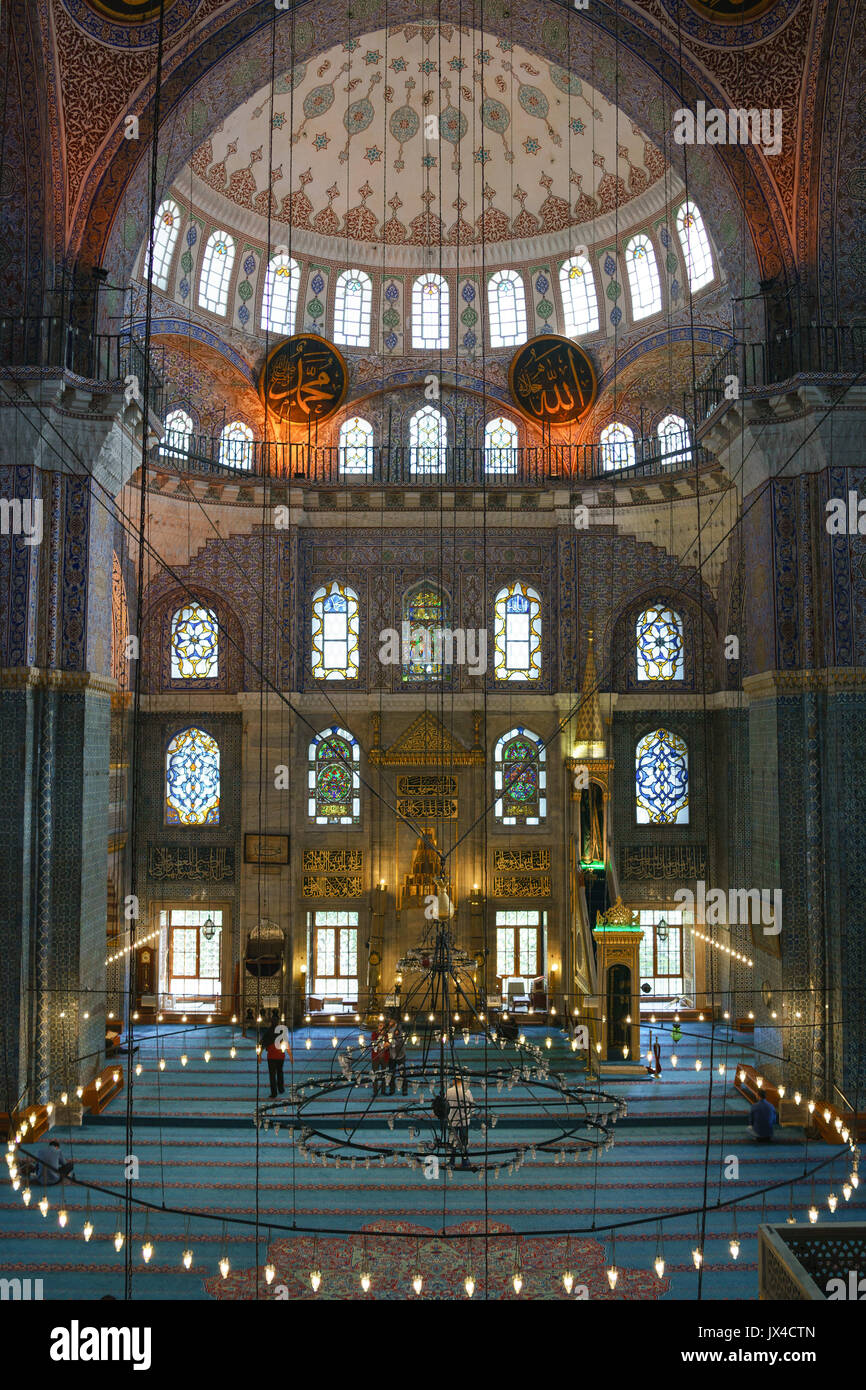 interior of the new mosque in the old city of Istanbul, Turkey Stock ...