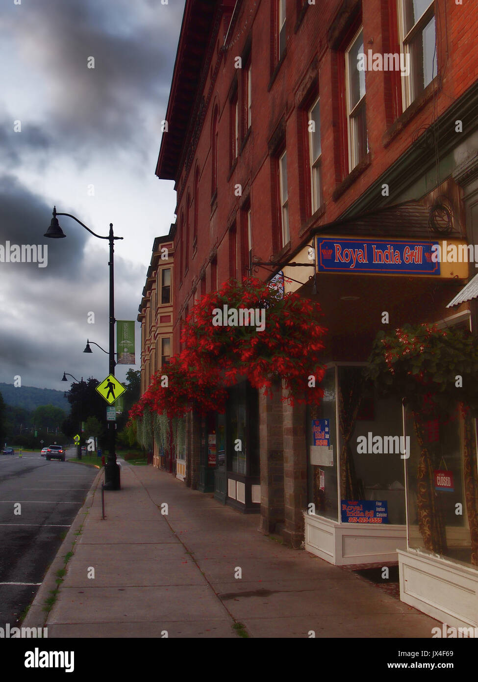 Hamilton , New York, USA. August 12, 2017. View of downtown Hamilton ...