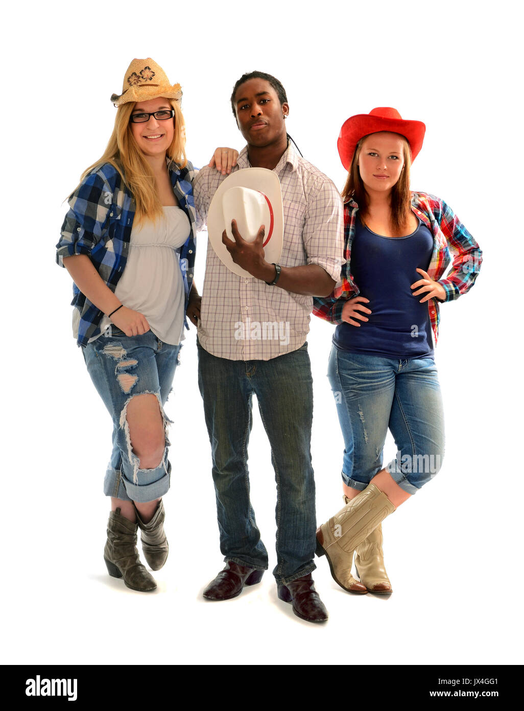 Three country and western teenagers Stock Photo - Alamy