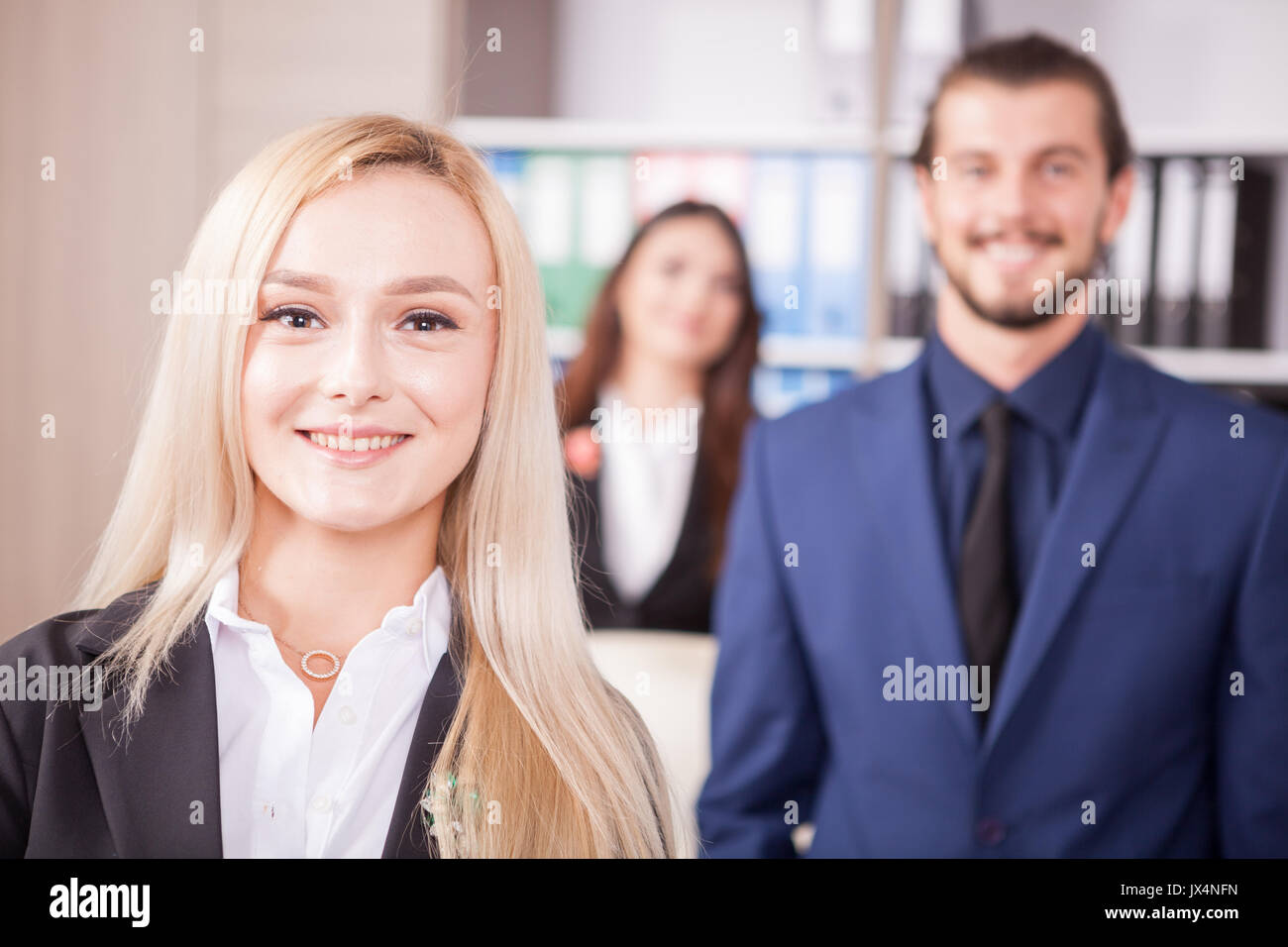 Beautiful blonde female team leader hi-res stock photography and images ...