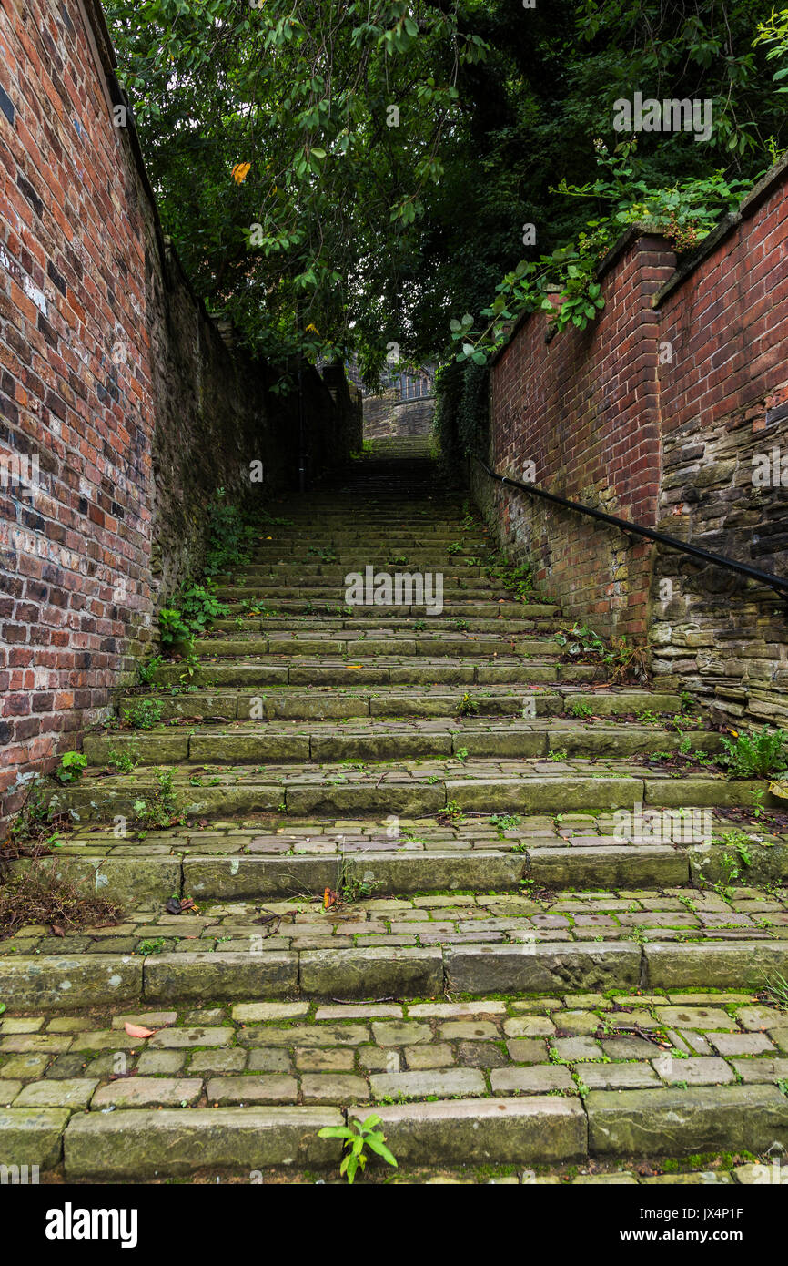 Looking up Famous 108 Steps in Macclesfield Stock Photo - Alamy