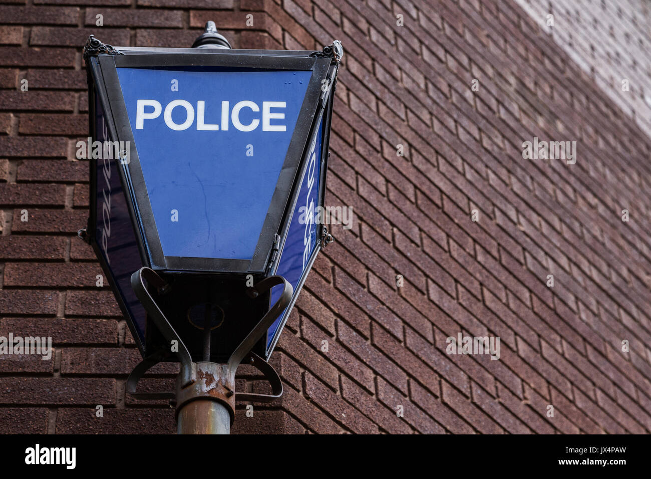 Traditional Blue Police Light on Wall Outside Macclesfield Police ...