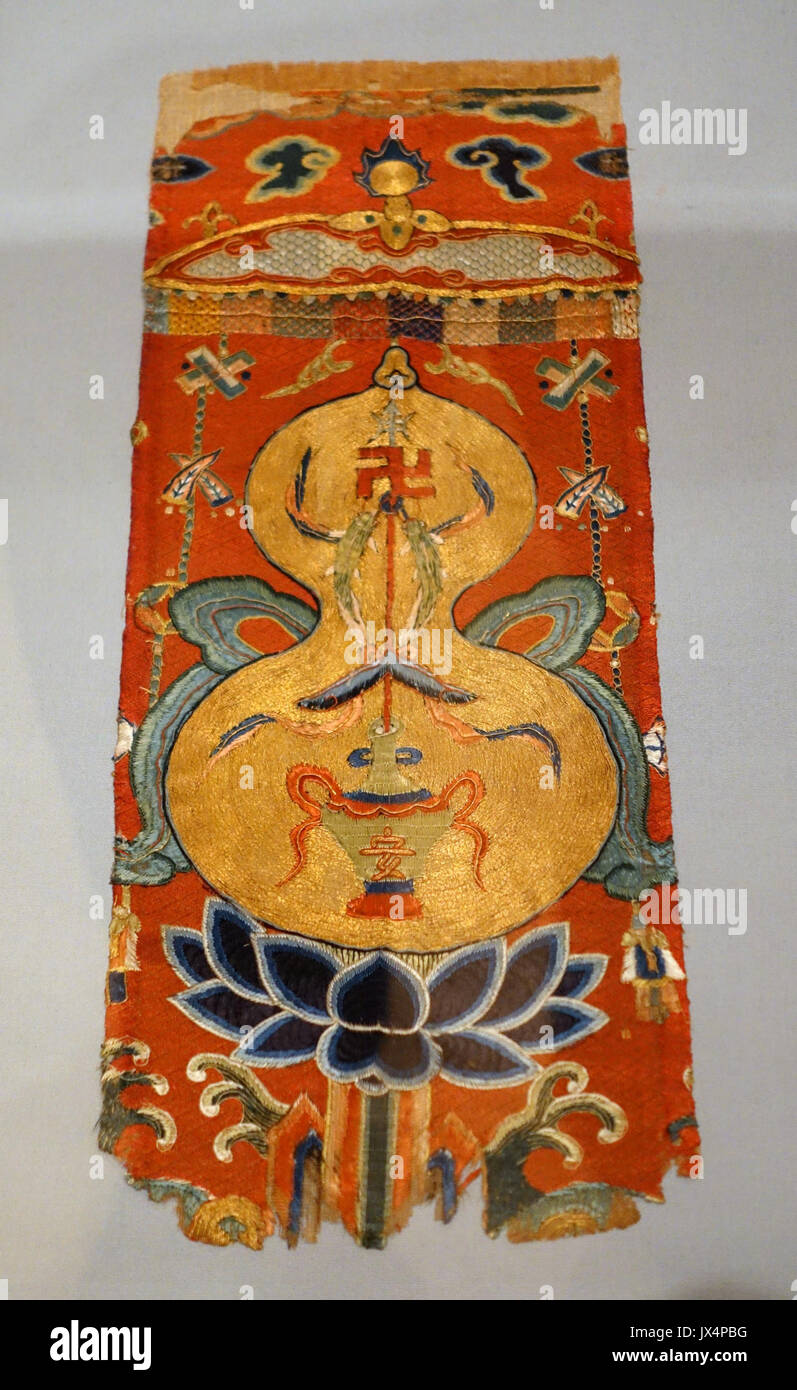 Sutra cover fragment, China, Ming dynasty, early 1600s, silk, metal ...