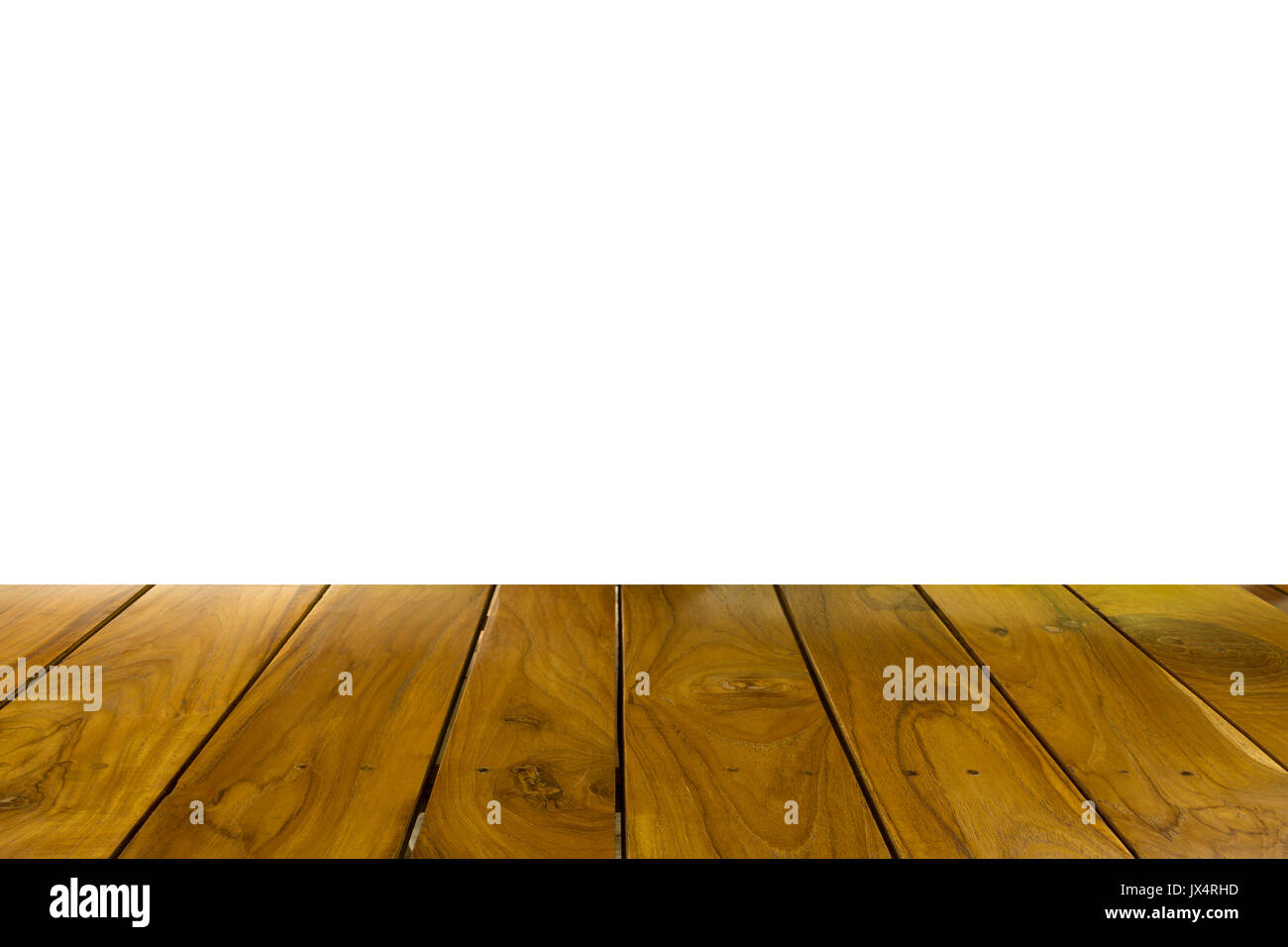 empty wooden table top isolated on white background Stock Photo - Alamy