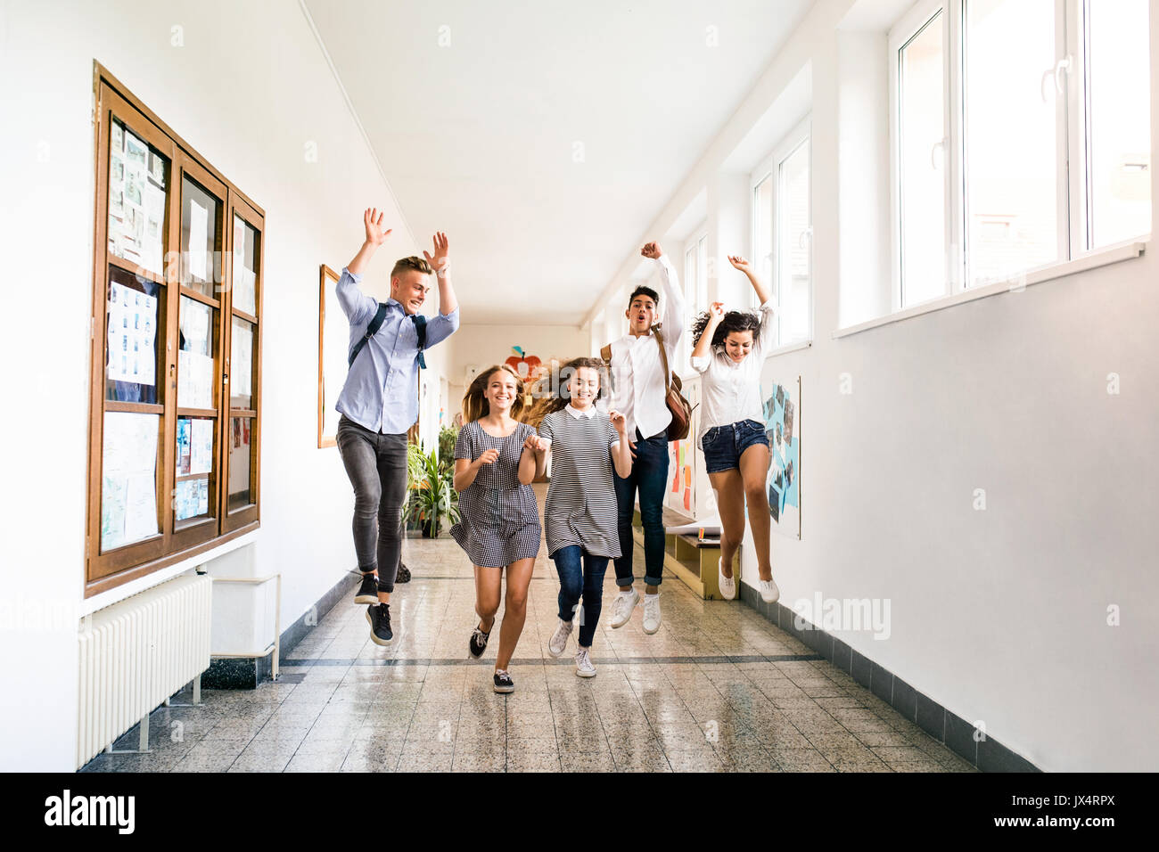 School jumping in air hi-res stock photography and images - Alamy