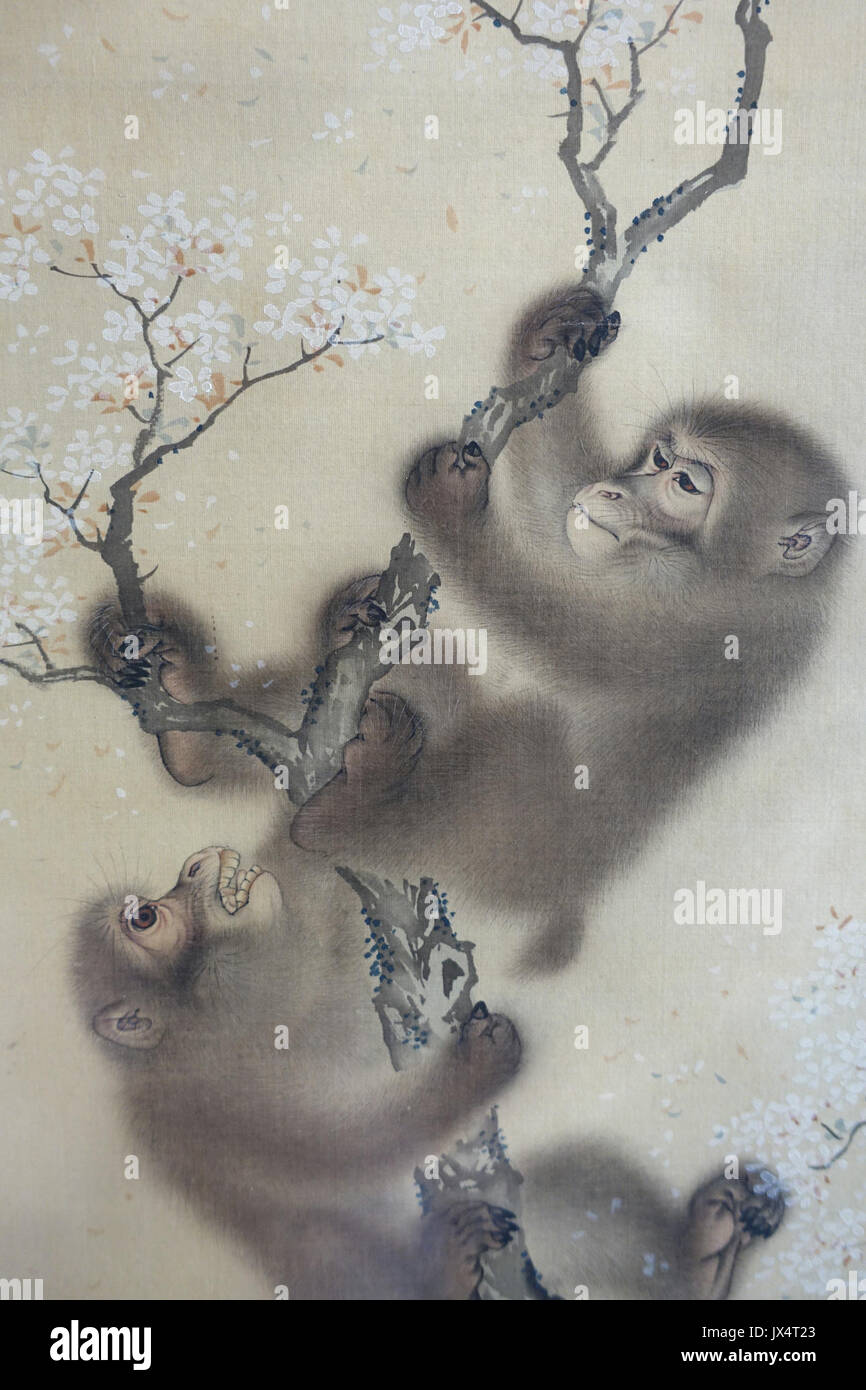 'Monkeys in a Blossoming Cherry Tree' by Mori Sosen is an Edo period ...