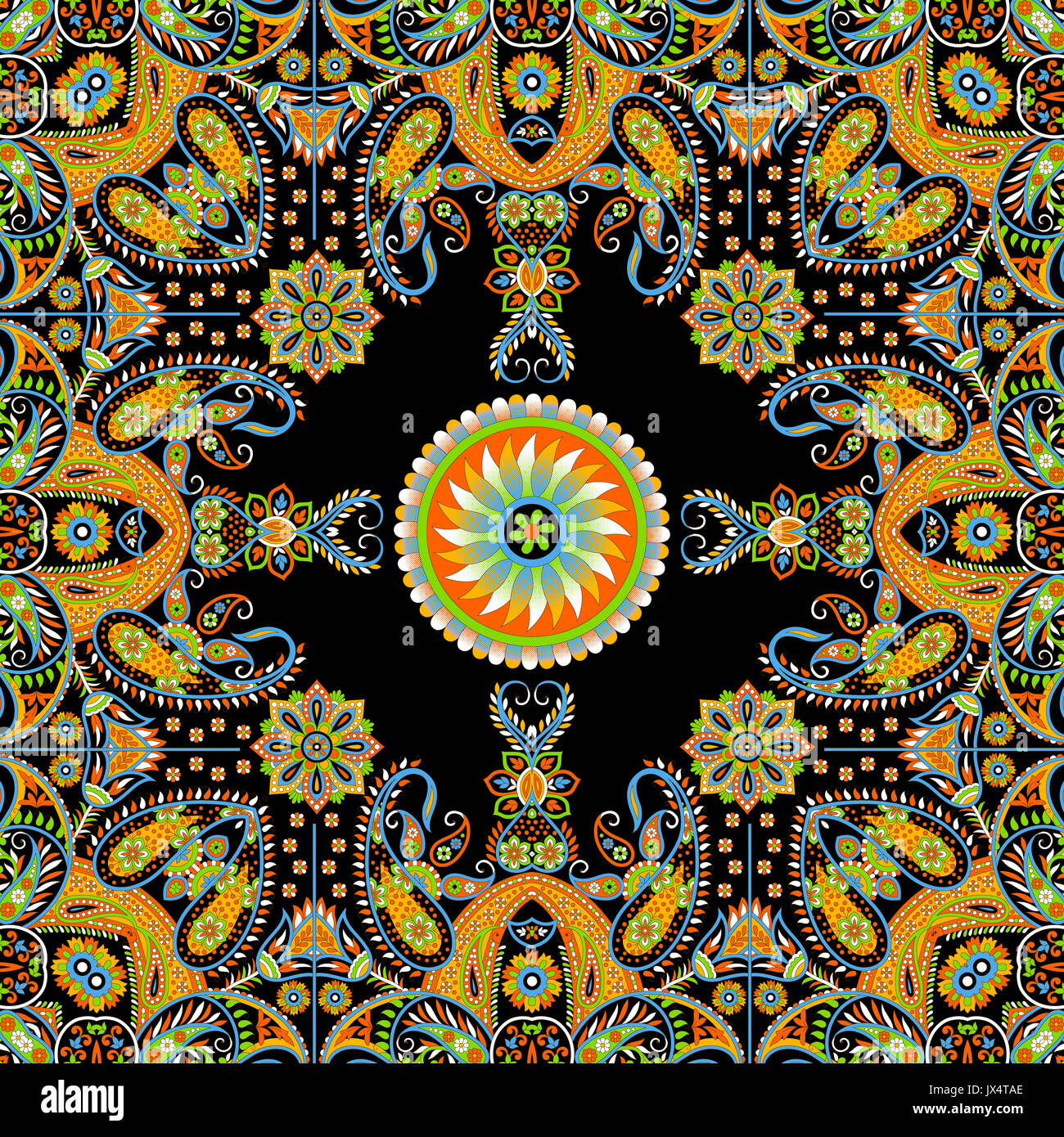 beautiful colorful textile print scarf design Stock Photo - Alamy