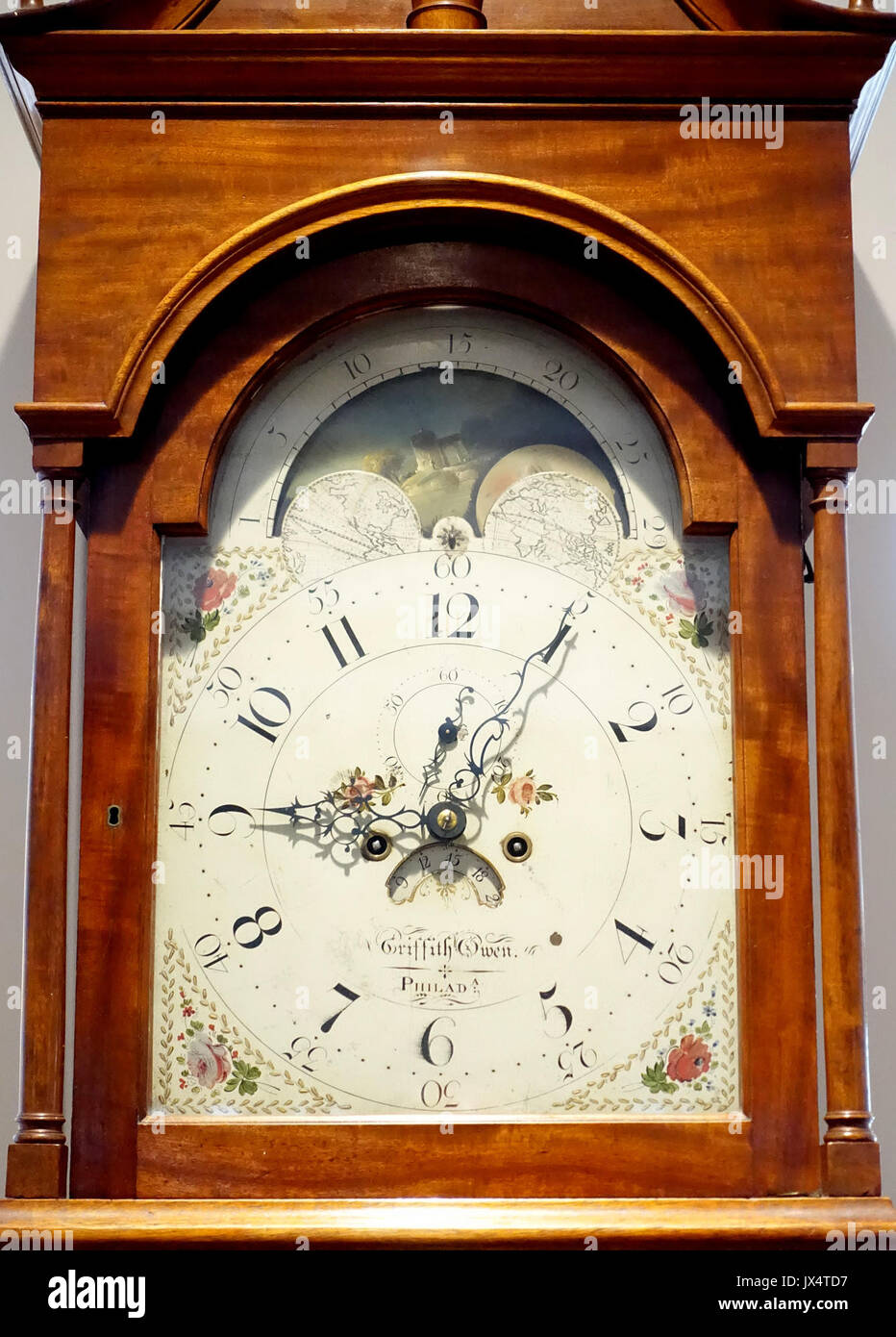 Tall case clock by Griffith Owen, Philadelphia, c 1790 1800, view 2 ...