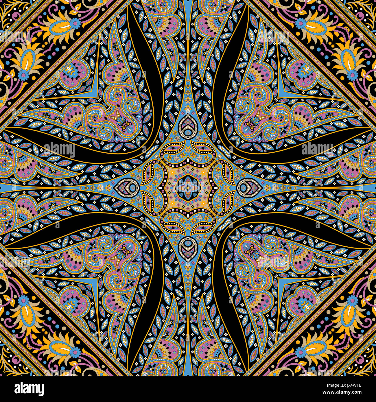 beautiful colorful textile print scarf design Stock Photo - Alamy