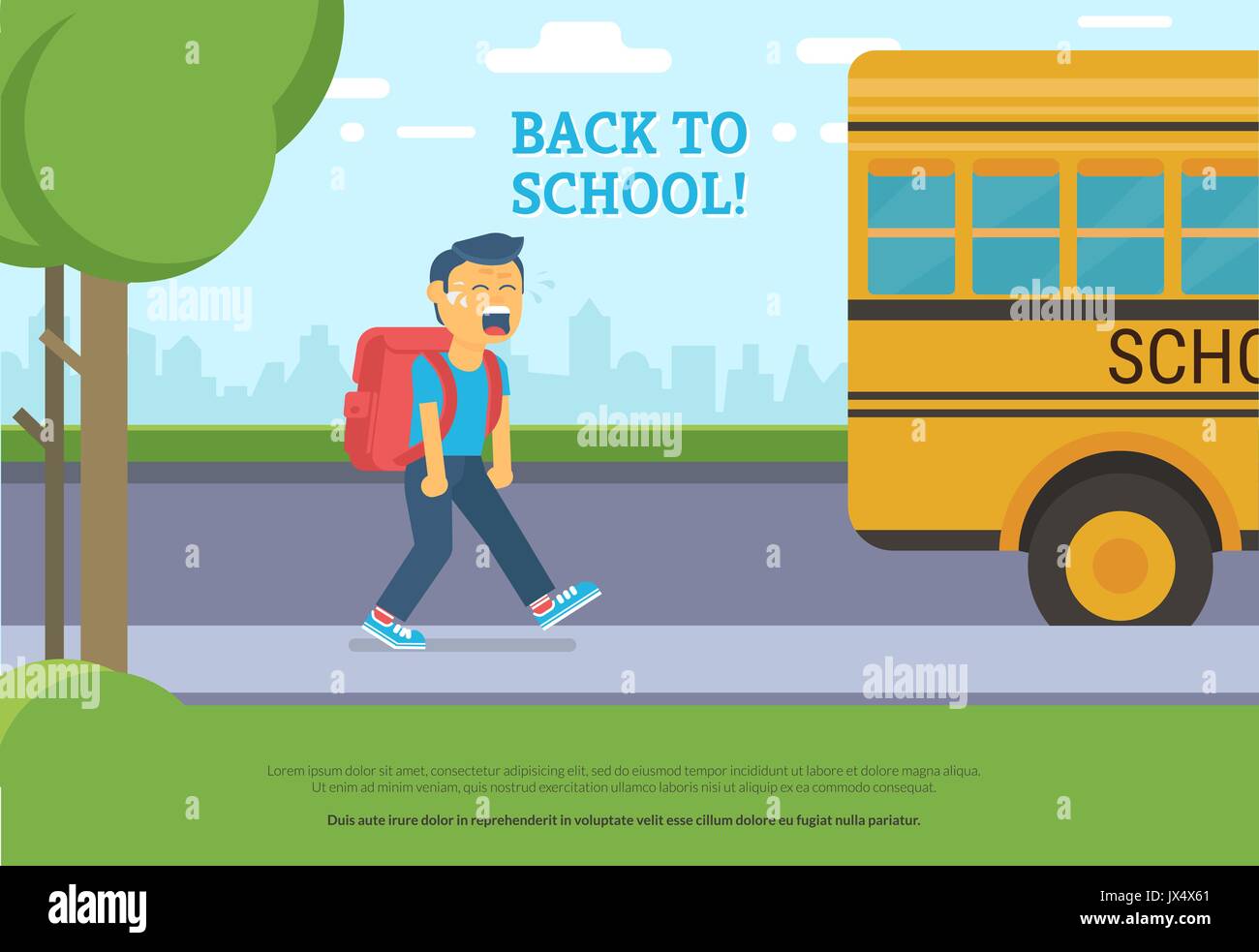 Sad child school bus Stock Vector Images - Alamy