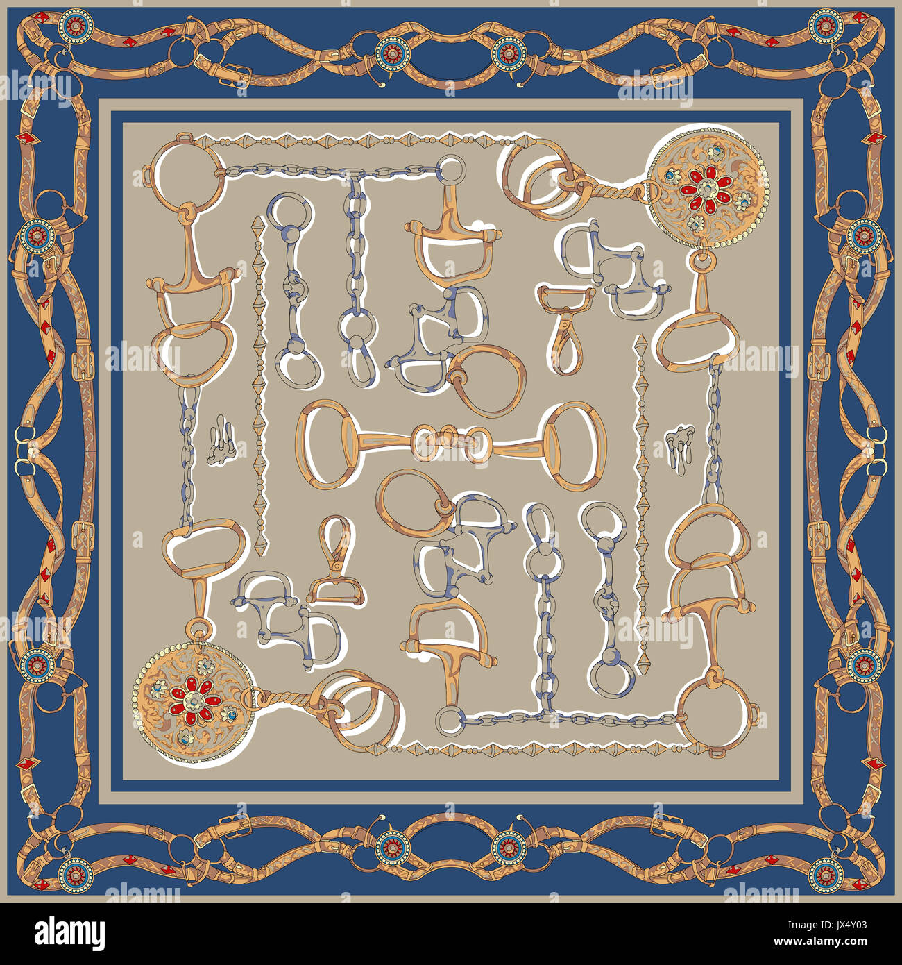 beautiful colorful textile print scarf design Stock Photo - Alamy