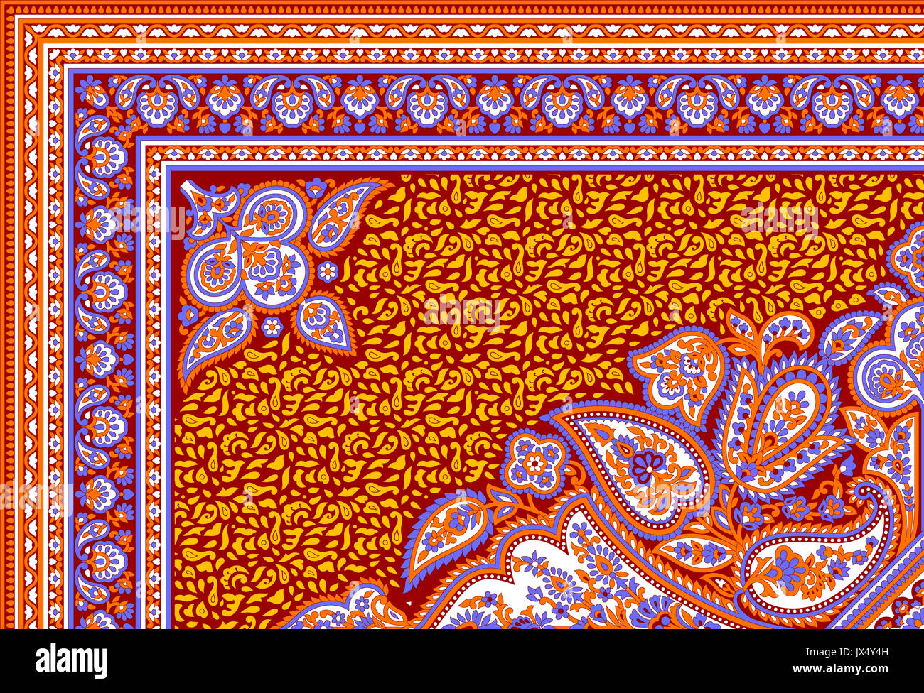 beautiful colorful textile print scarf design Stock Photo - Alamy