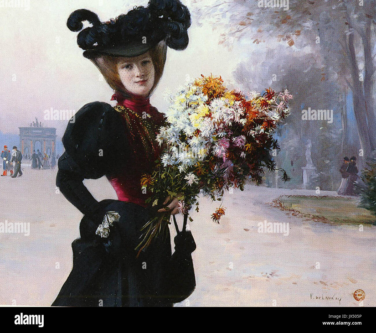Fernand de Launay Lady with Flowers Stock Photo - Alamy