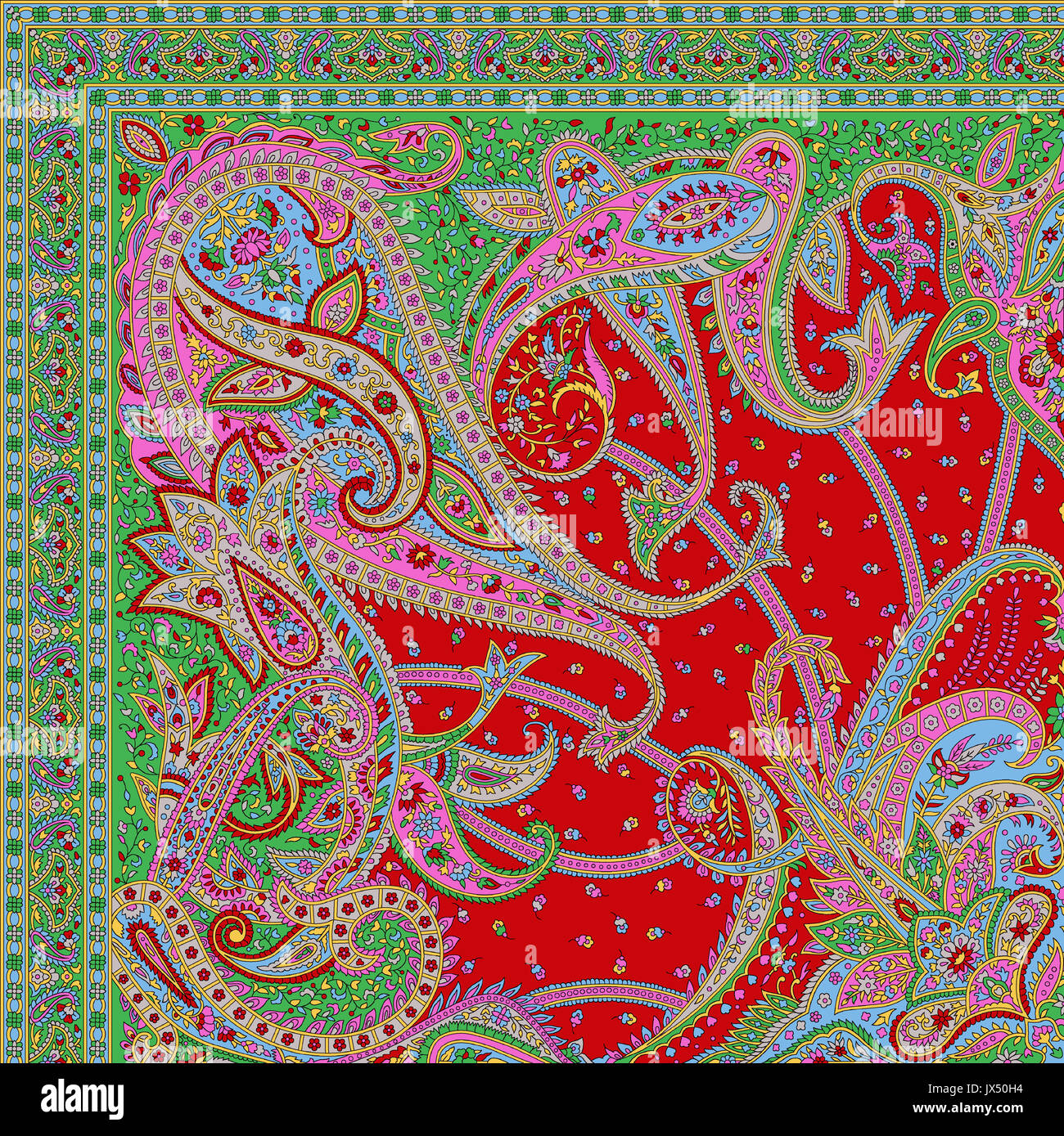 beautiful colorful textile print scarf design Stock Photo - Alamy