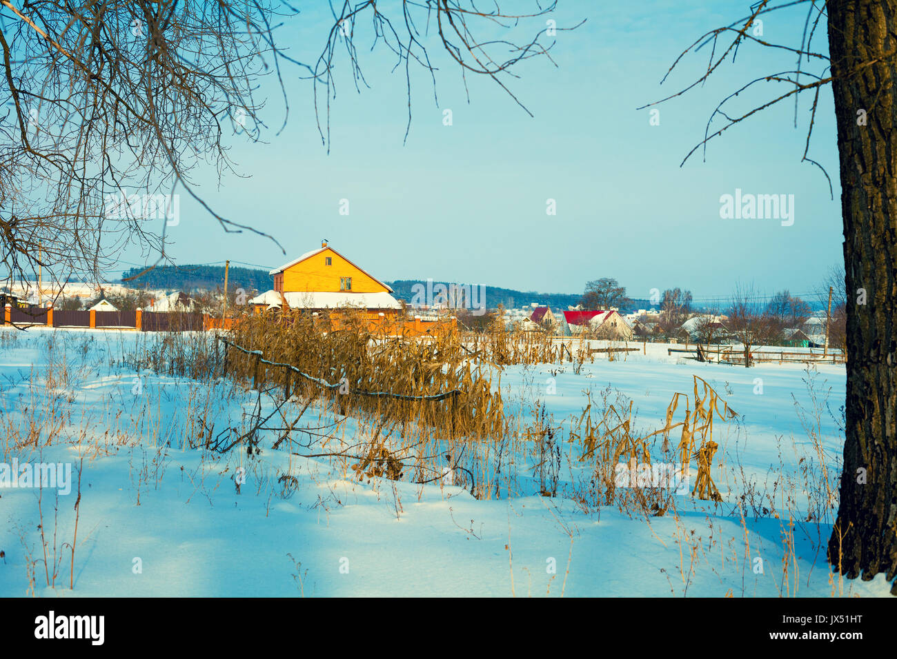 Rural snowy winter landscape Stock Photo - Alamy