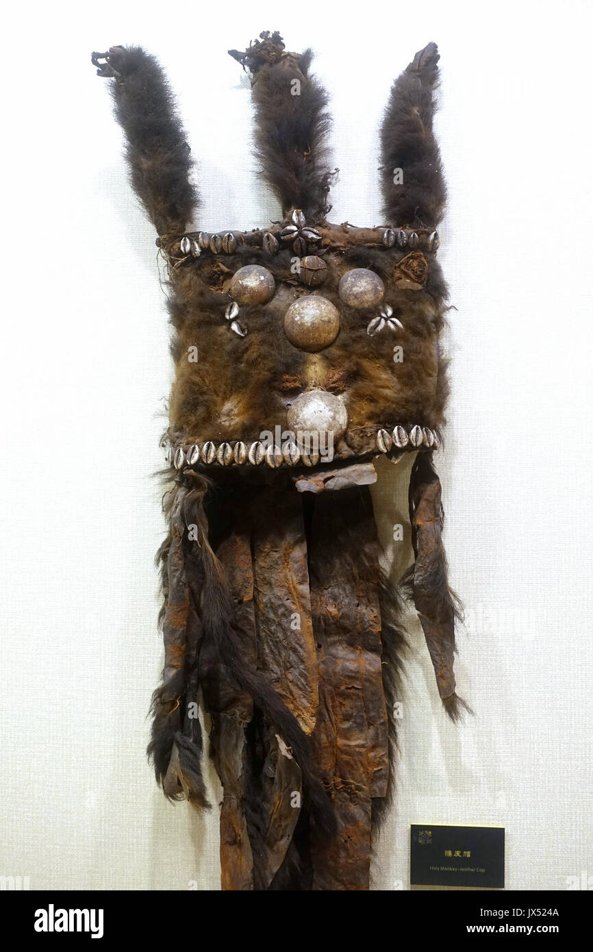 Shaman's hat, monkey leather Sichuan University Museum Chengdu, China ...