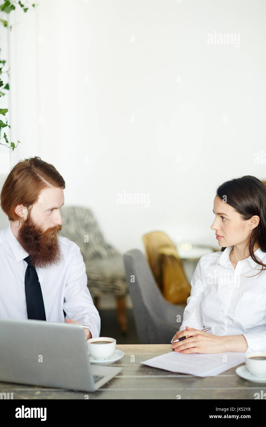 Interview in cafe Stock Photo - Alamy